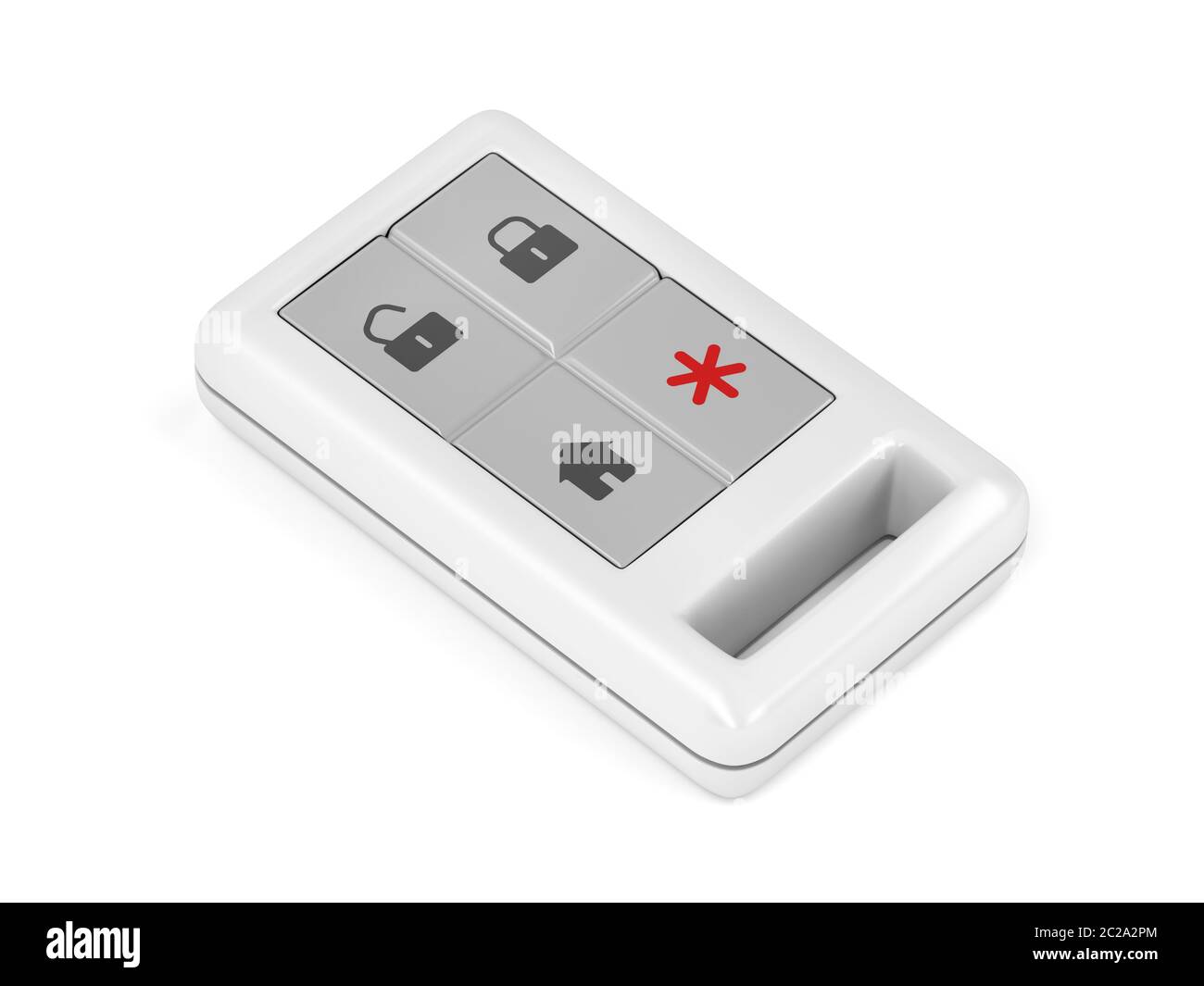 Home alarm remote control on white background Stock Photo - Alamy