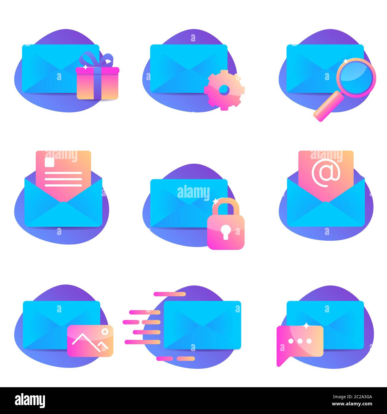 Open mailbox set icons Cut Out Stock Images & Pictures - Alamy