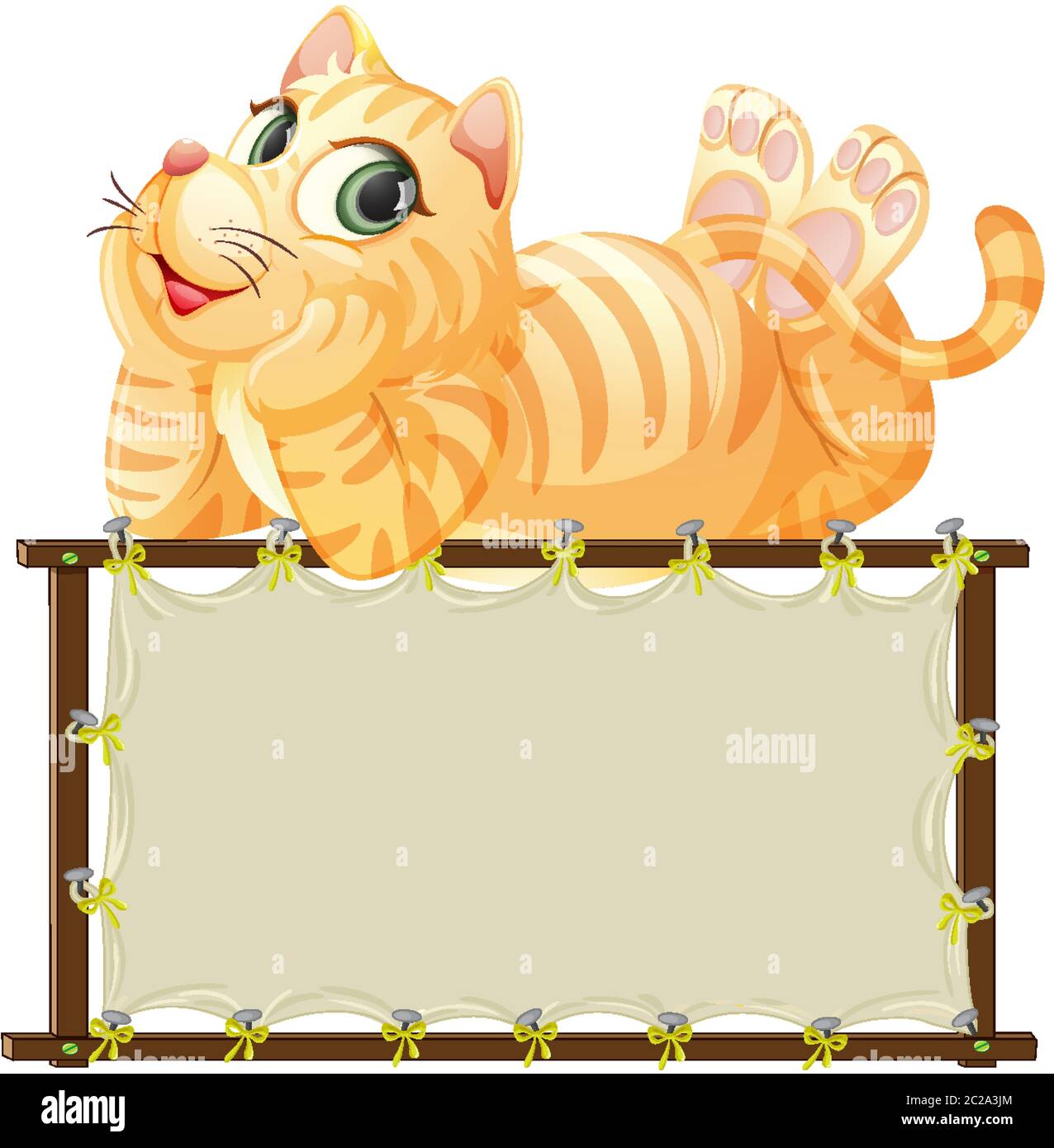 Board template with cute cat on white background illustration Stock ...