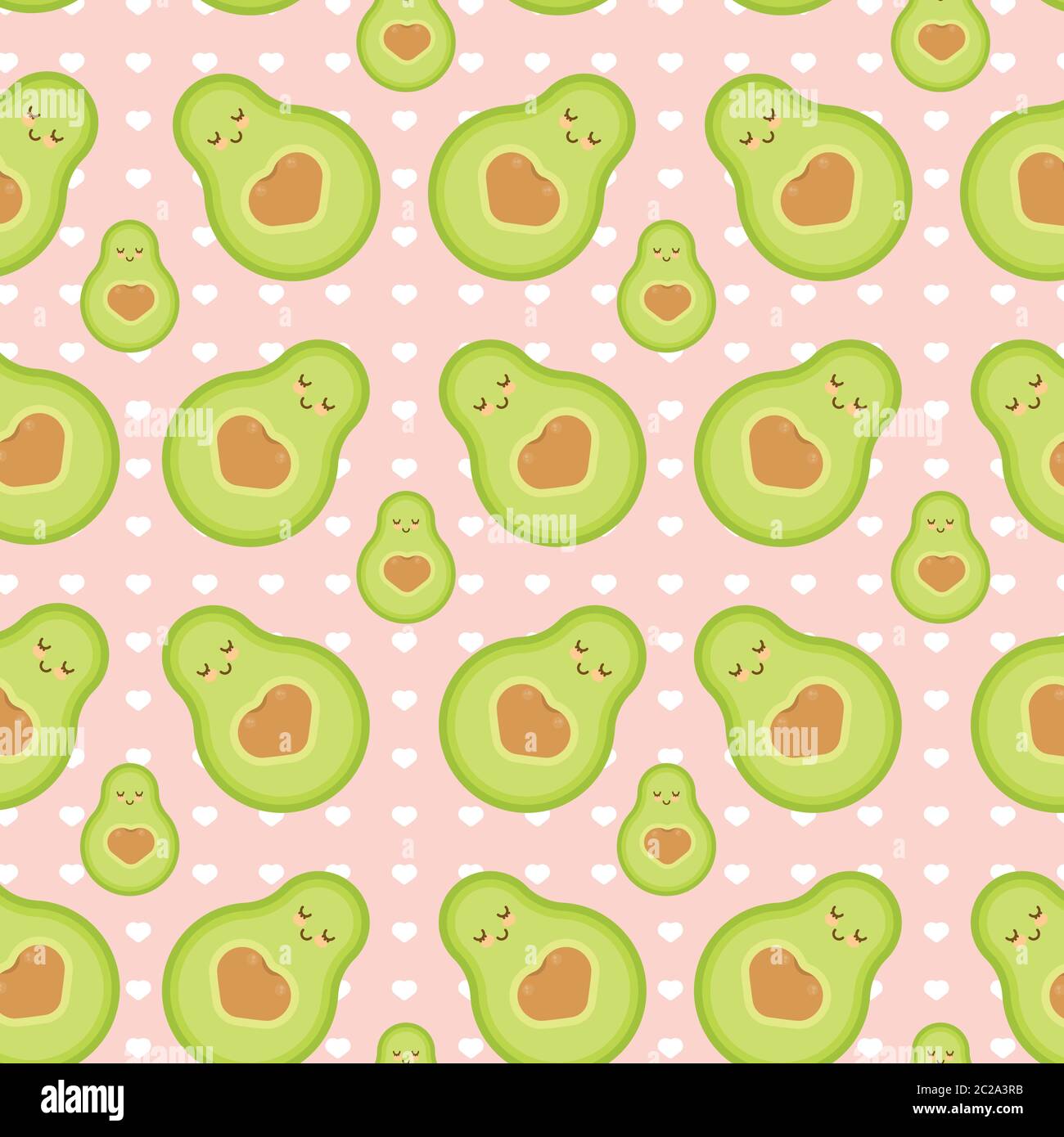 Pattern with avocado, texture with hearts, Seamless pattern on a pink ...