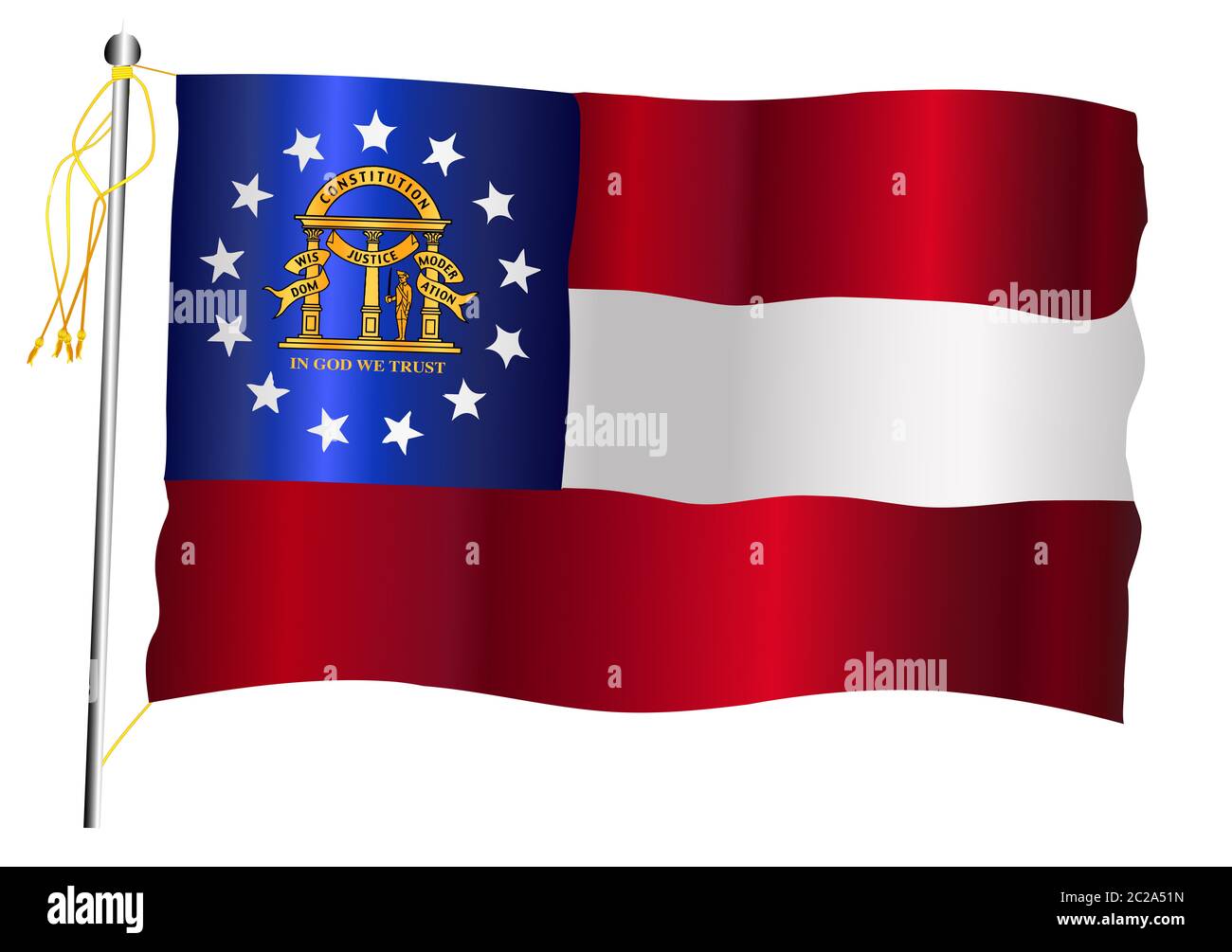 The Georgia State US state flag set against against a white background ...