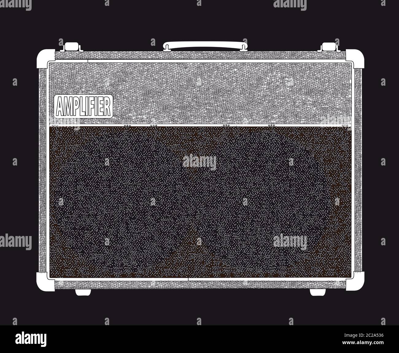 A classic rock and roll valve amplifier in line drawing Stock Photo - Alamy