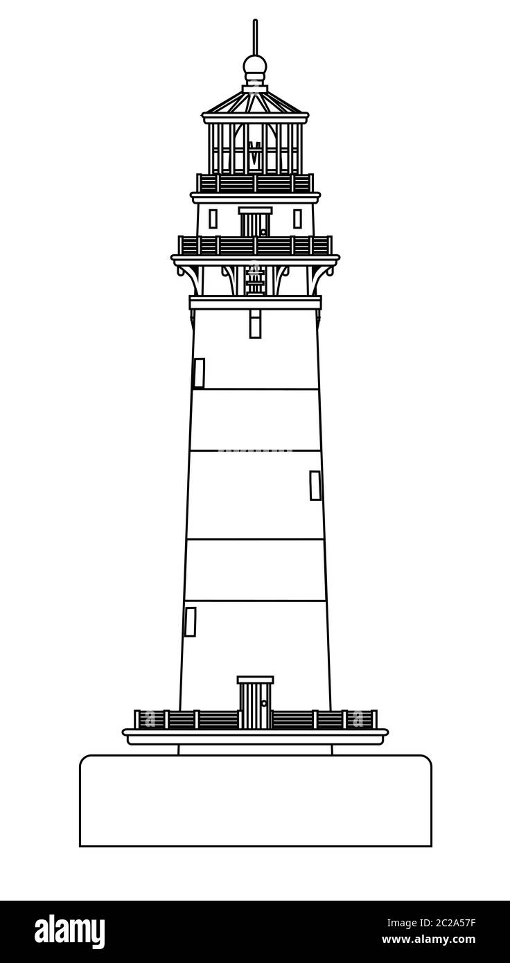A lighthouse line drawing isolated against a white background Stock ...