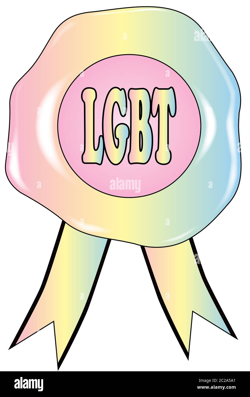 An LGBT gay wax rainbow stamp or seal isolated over a white background ...