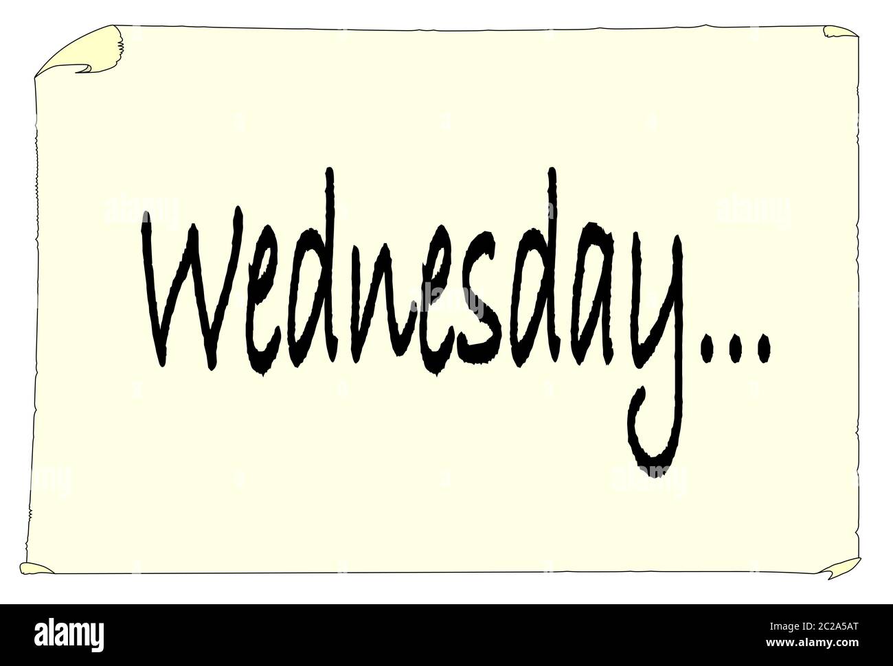 Wednesday day of the week message on a paper sticker with curled ...