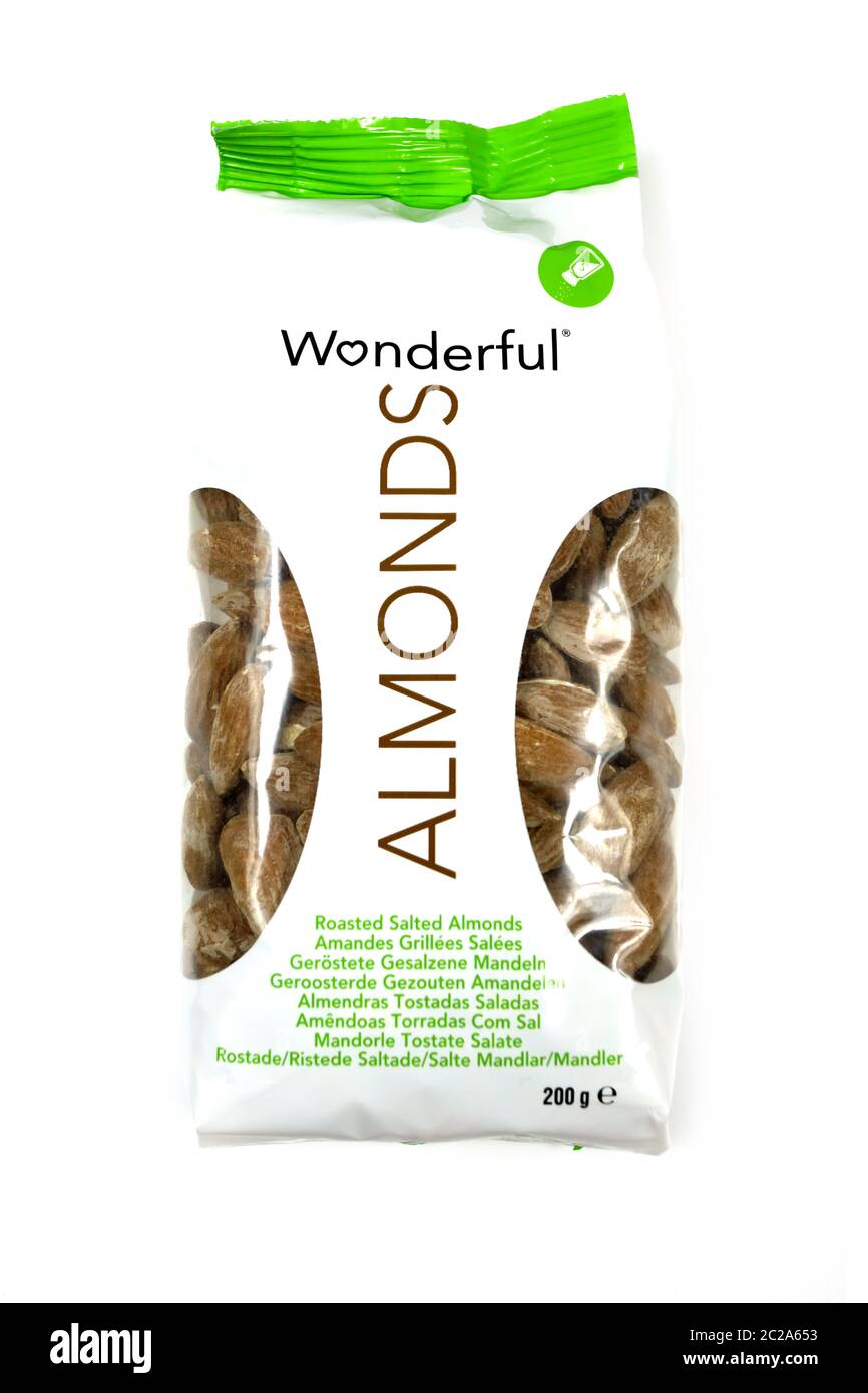 packet of wonderful brand almonds on a white background Stock Photo - Alamy