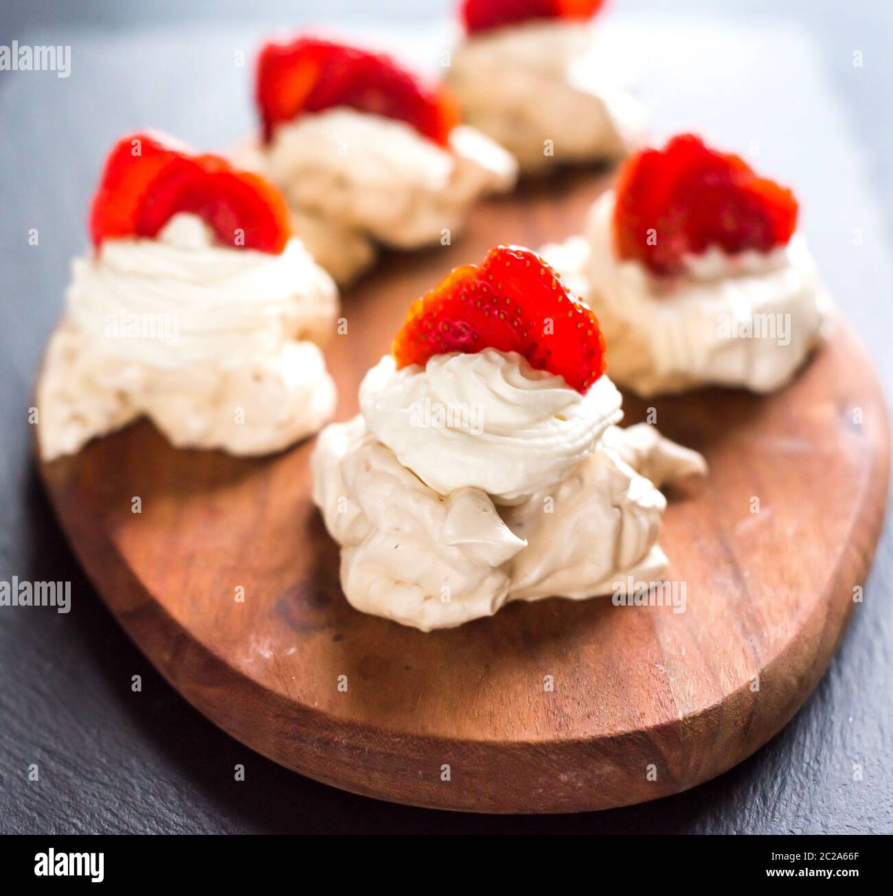 Strawberry pavlova cake, pavlova dessert, the meringue with ...