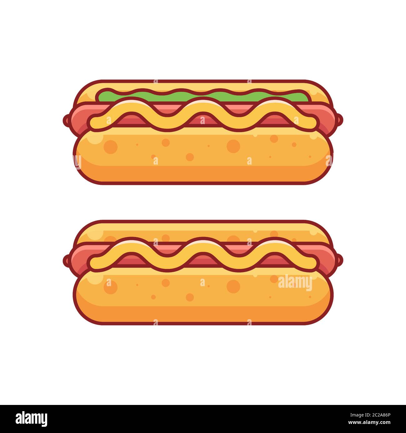 Delicious and tasty cartoon hot dog illustration with grilled sausage ...