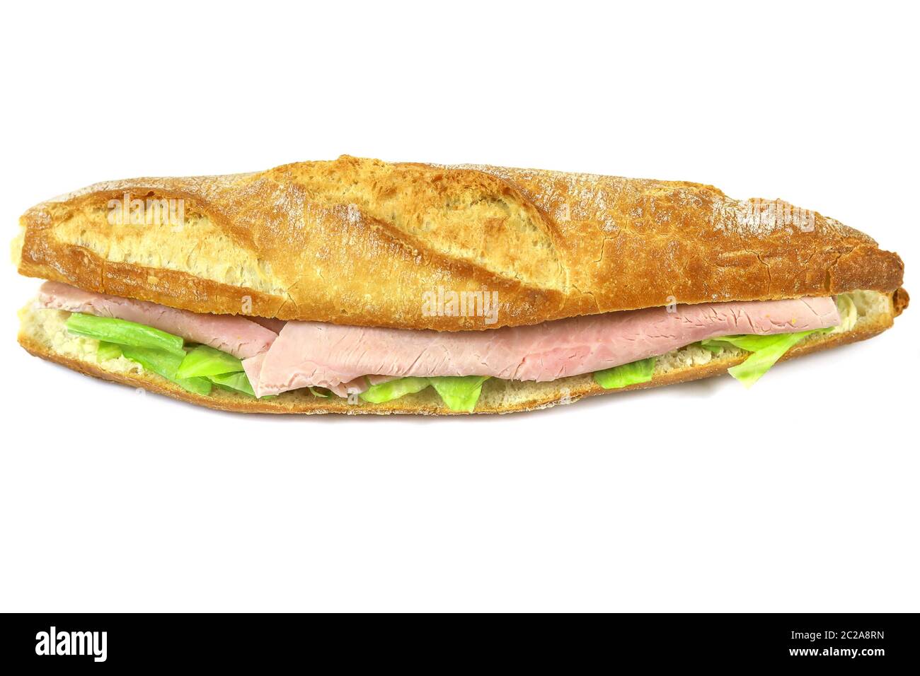 ham sandwich on a white background Stock Photo - Alamy
