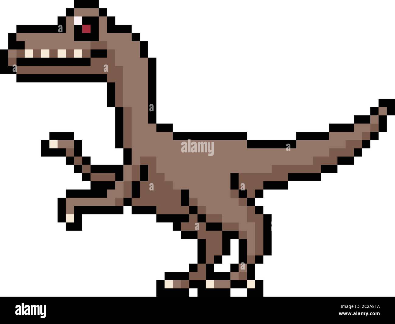Vector Pixel Art Velociraptor Side Isolated Cartoon Stock Vector Image