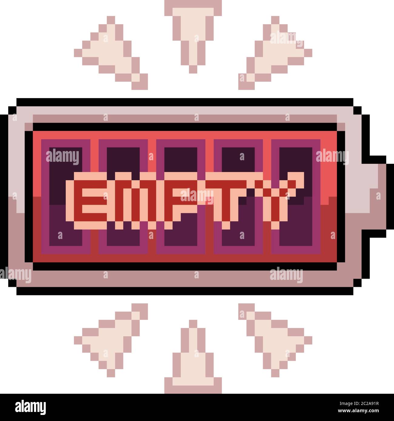 vector pixel art battery empty isolated cartoon Stock Vector Image ...