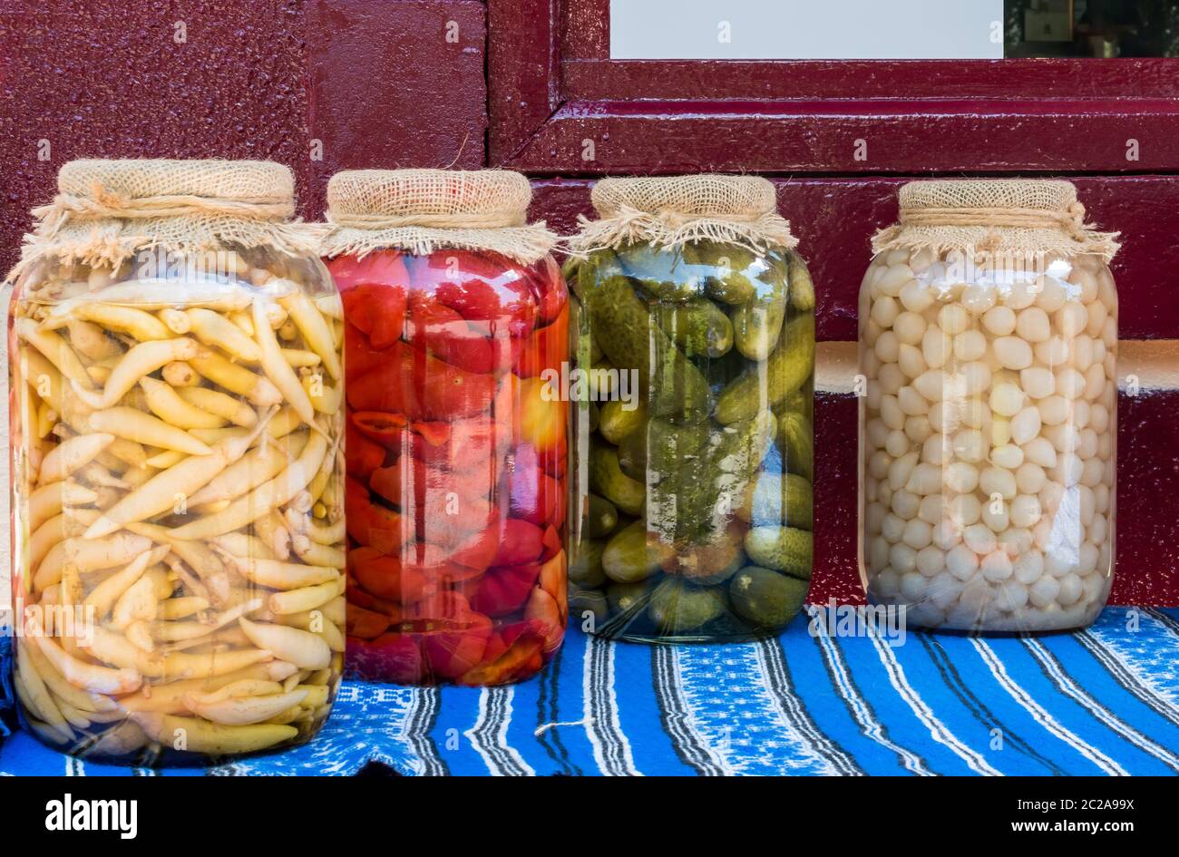 Jars of homemade traditional romanian vegetables , pickles Stock Photo ...