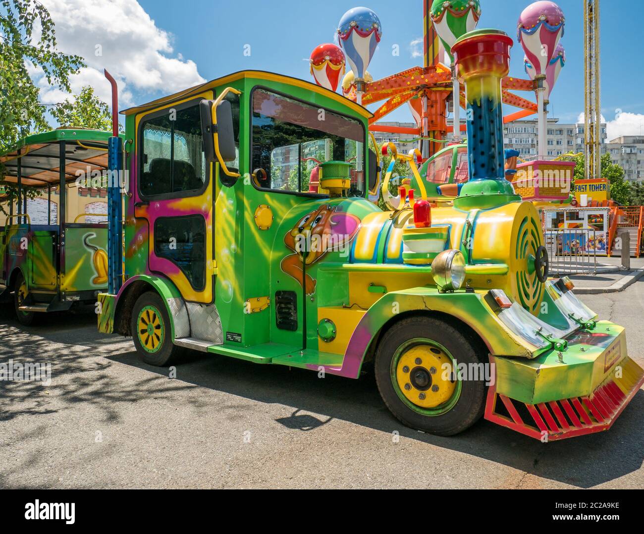 Bucharest/Romania - 03.06.2020: Train ride for kids in Children's world ...