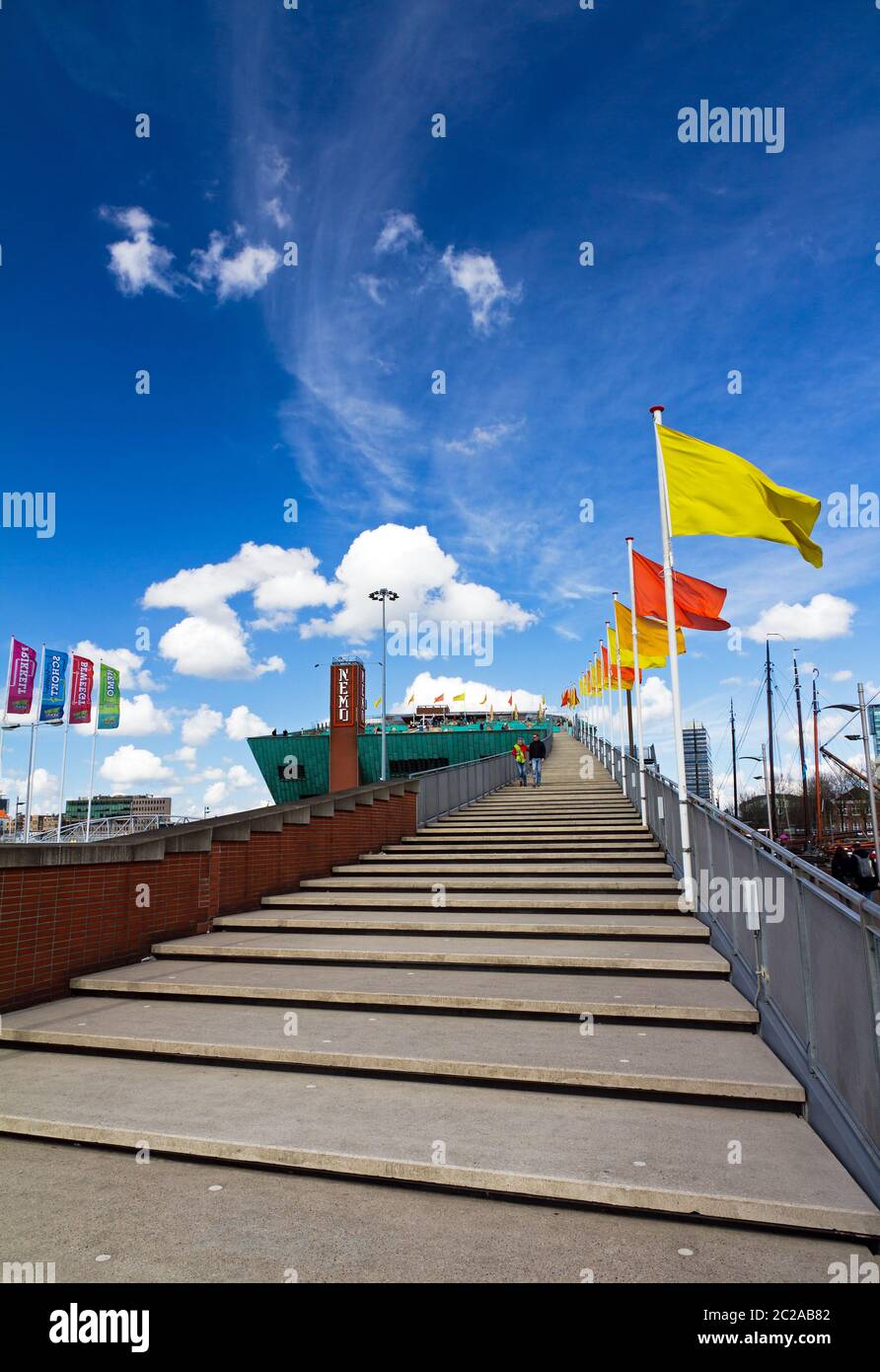 Stairs to the beautiful building of the NEMO science museum for kids in ...
