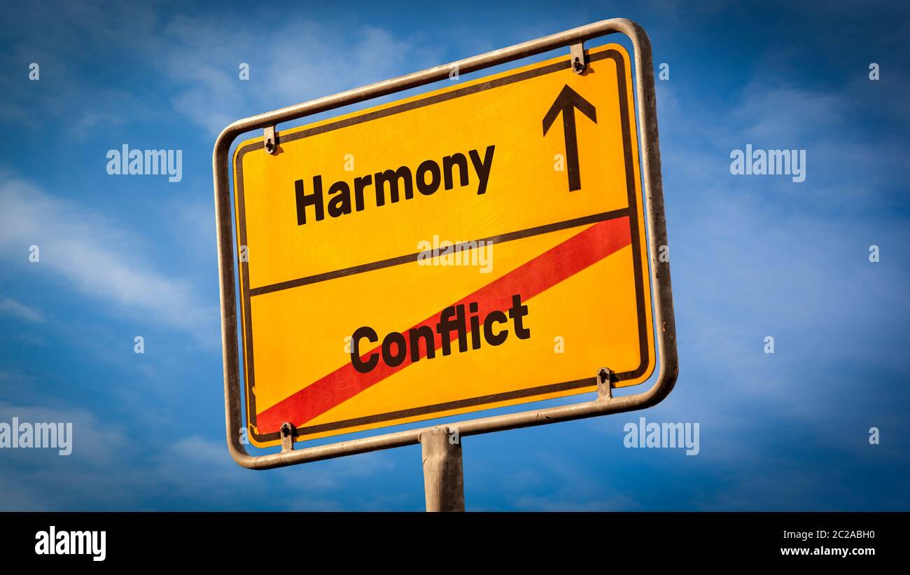 Street the Direction Way to Harmony versus Conflict Stock Photo - Alamy
