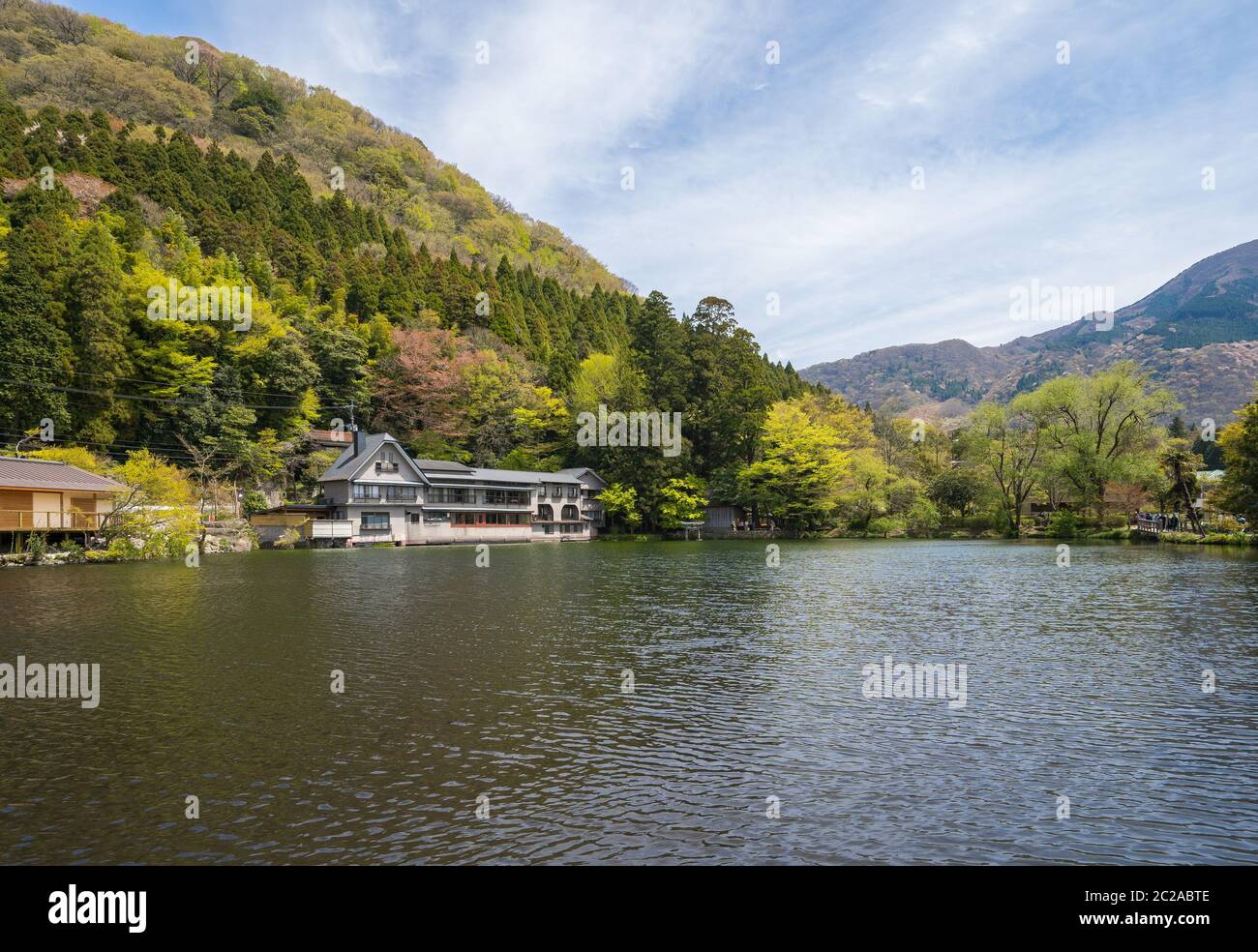 View of Kinrinko Lake in Yufu, Japan Stock Photo - Alamy
