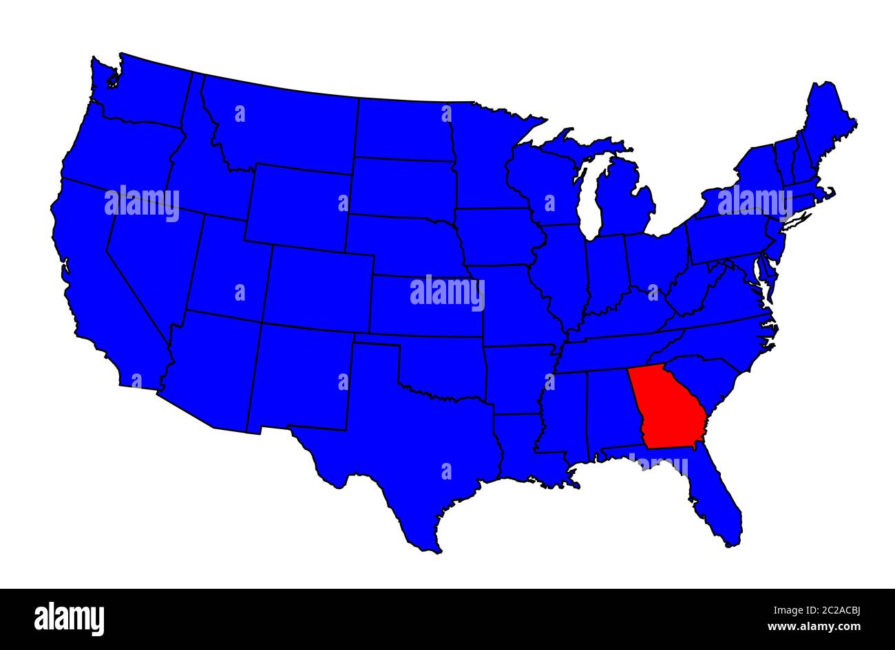 Georgia state outline and silhouette set into a map of The United ...