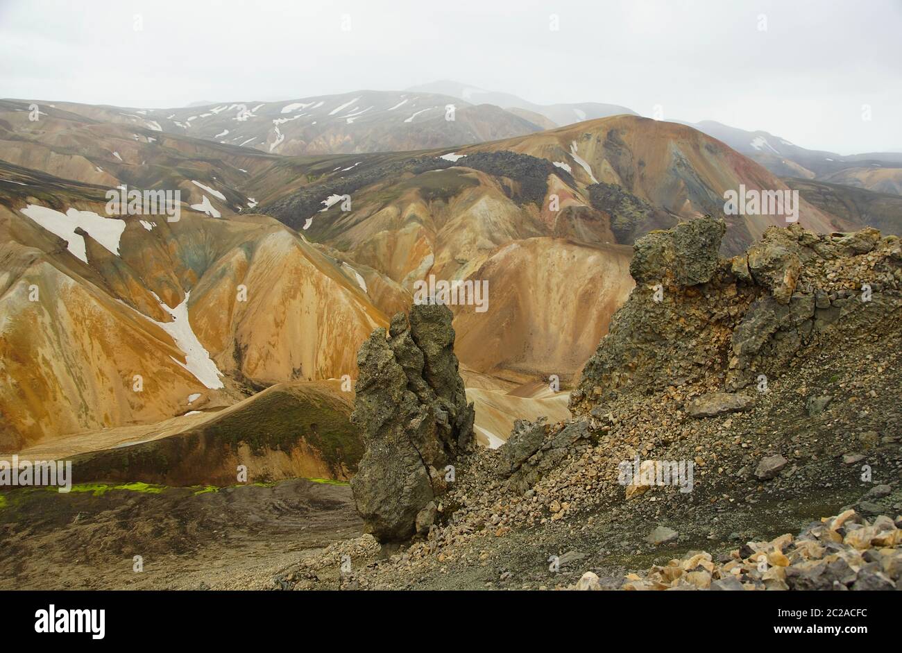 Cold summer morning and colored mountains Stock Photo - Alamy