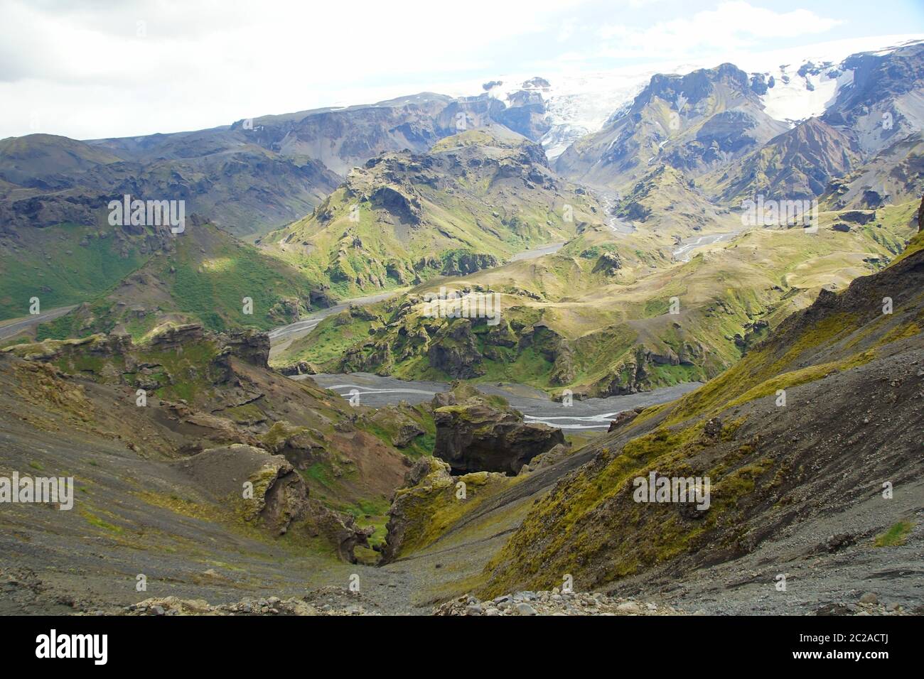 Cold Icelandic Morning and Mirdalsjökull Glacie Stock Photo - Alamy