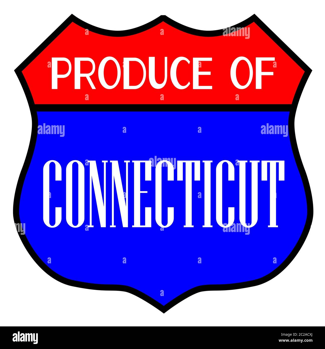 Route 66 style traffic sign with the legend Produce Of Connecticut on ...