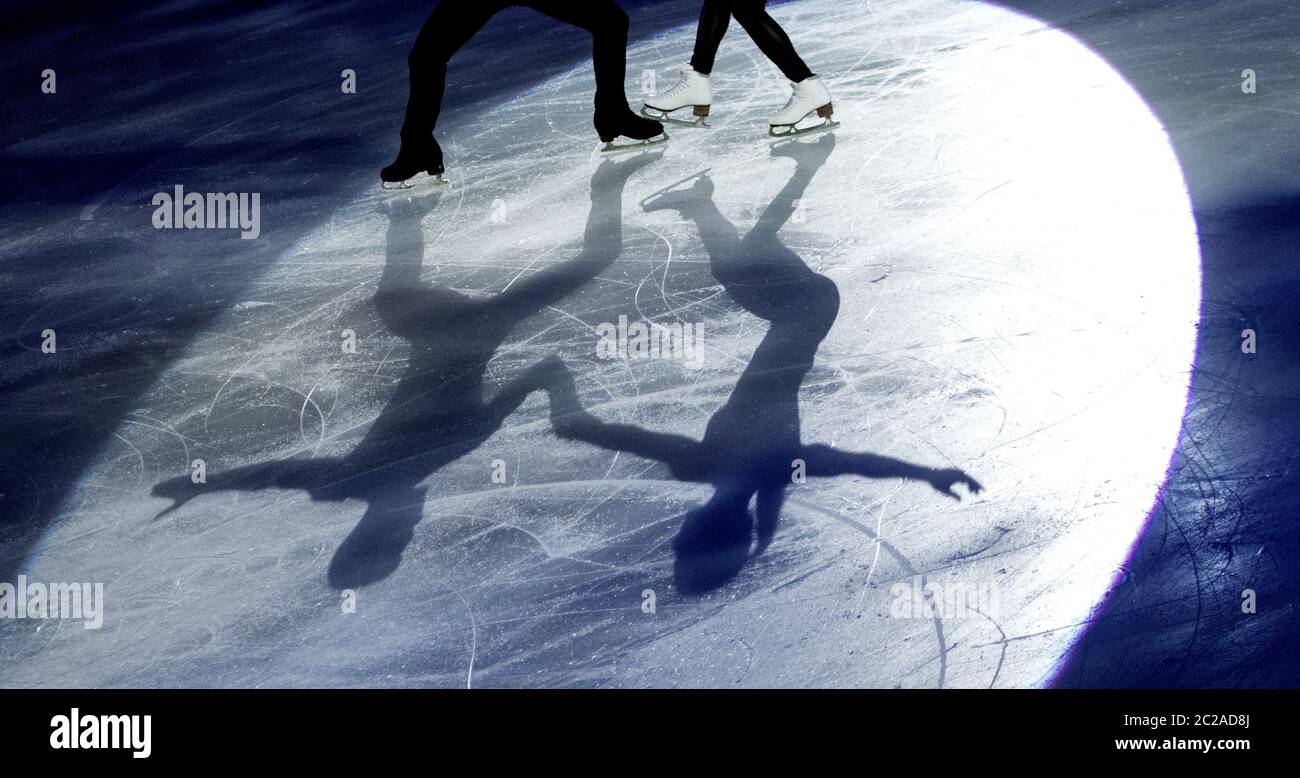 Ice skate silhouette on the ice rink, in Milan Stock Photo - Alamy