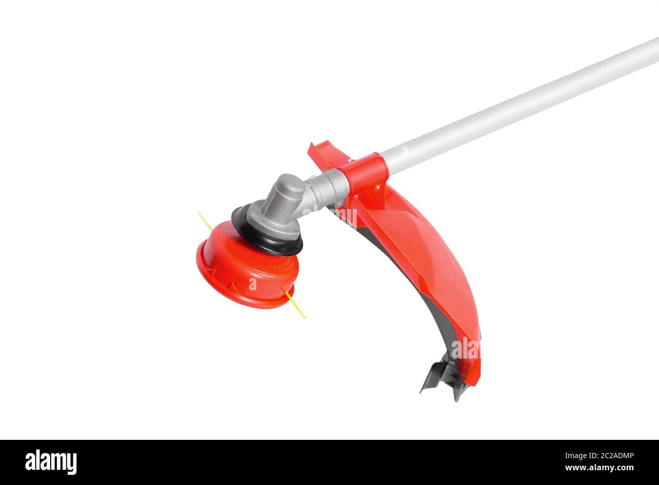 Red string trimmer head isolated on white background Stock Photo - Alamy