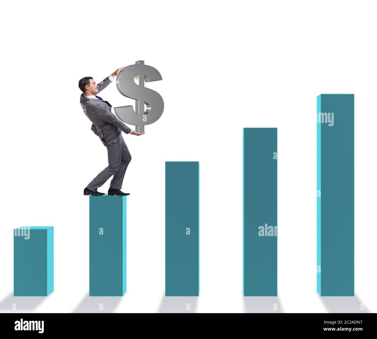 Businessman carrying dollar sign in economic growth concept Stock Photo ...