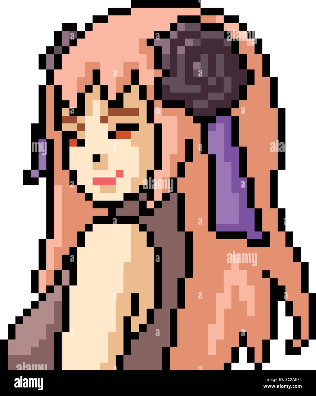 Vector Pixel Art Anime Girl Isolated Cartoon Stock Vector Image And Art