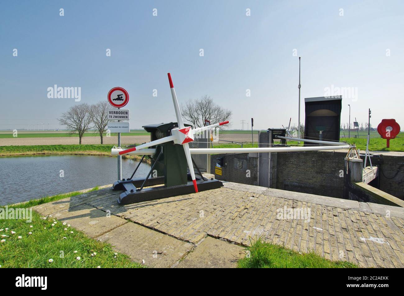 Sluice system in Oudesluis, District Schagen, Province North Holland ...