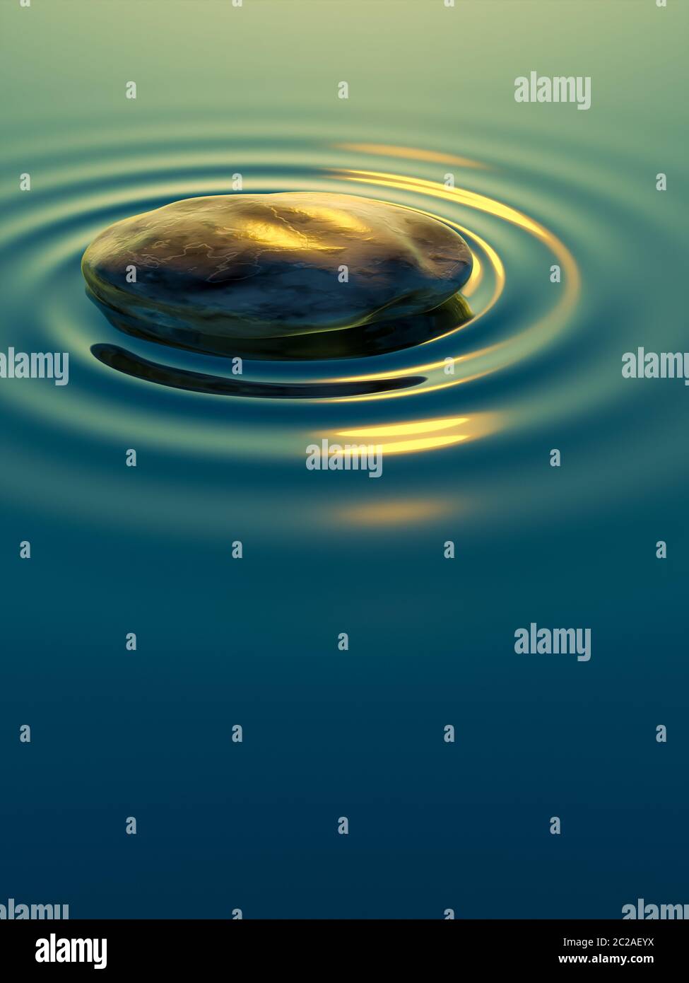 pebble stone in water with ripples background Stock Photo - Alamy