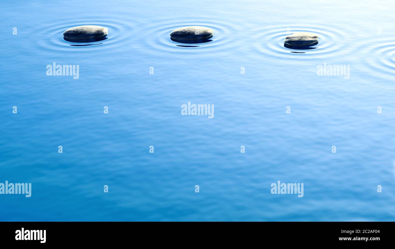 pebble stones in water with ripples background Stock Photo - Alamy