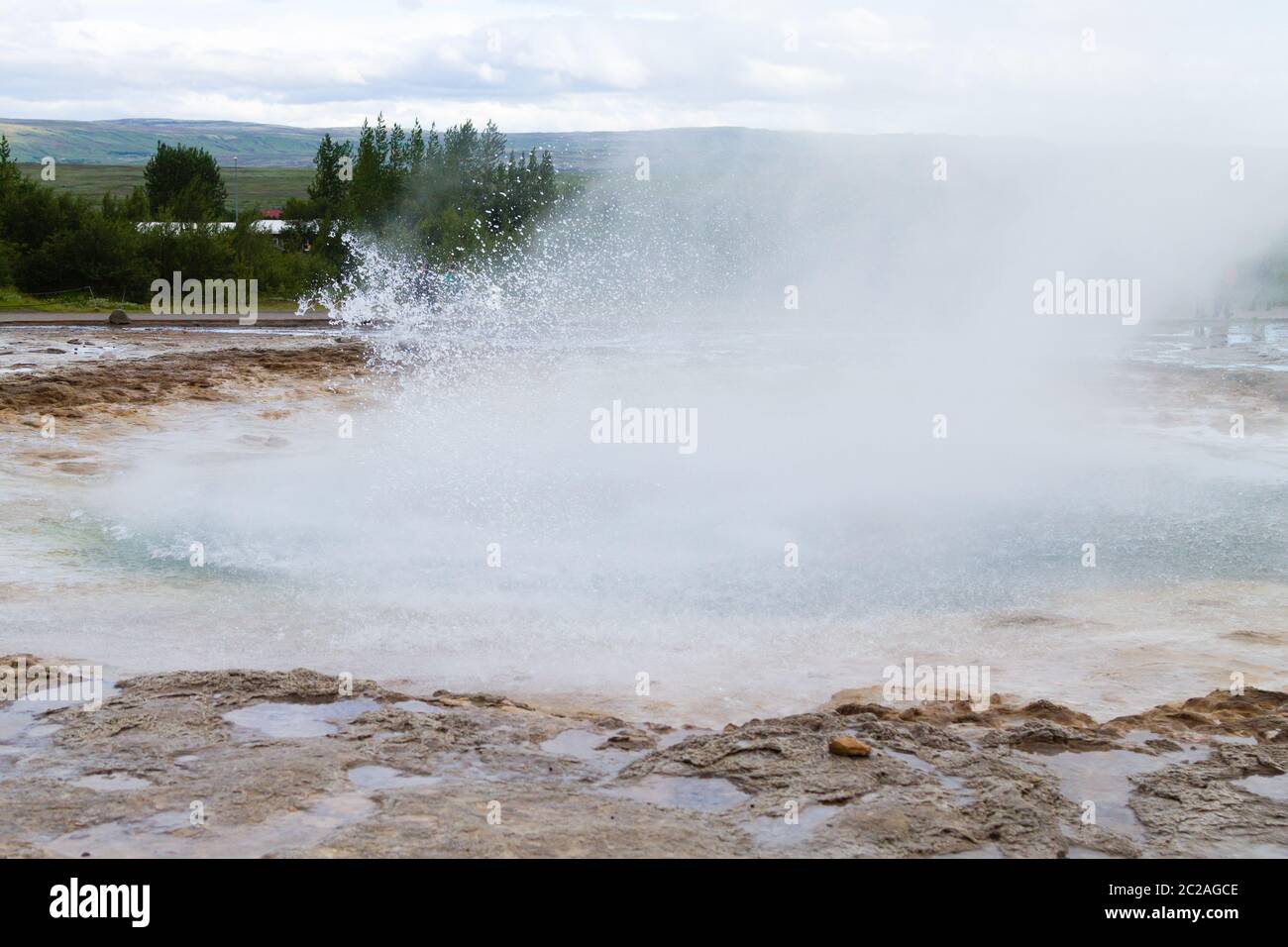 Strokkur geothermal area. Strokkur geyser eruption, Iceland Stock Photo ...