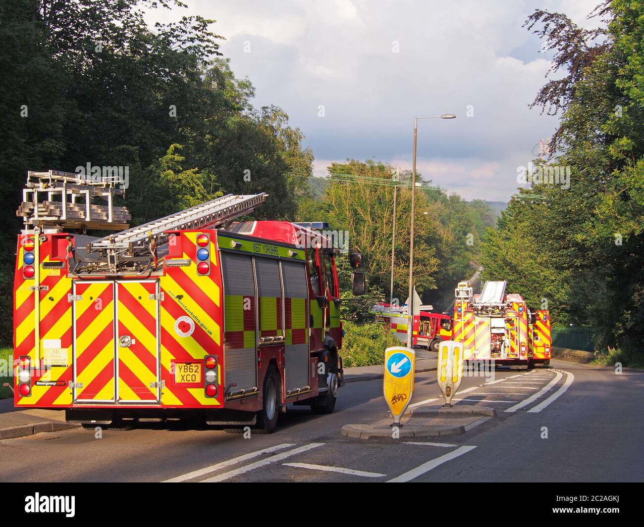 fire engines in the road at the former walkeys clogs mill in hebden ...