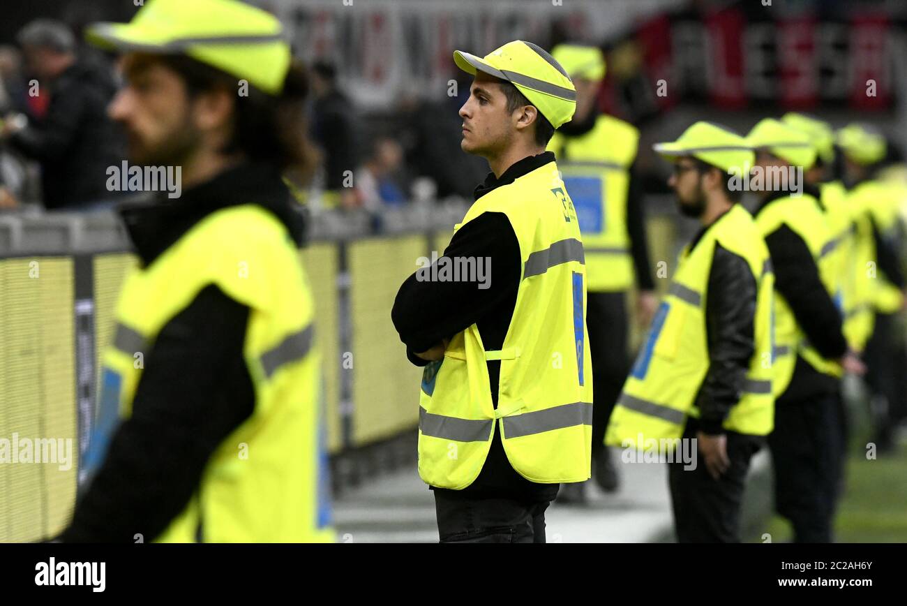 soccer stadium stewards control the fans stadium, in Milan Stock Photo ...