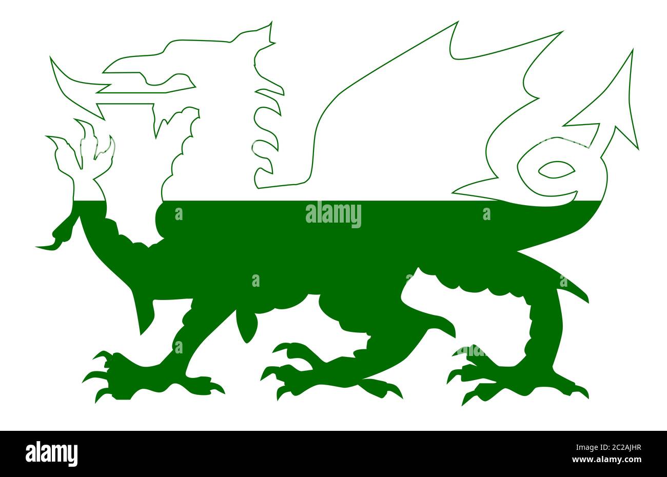 The Welsh Dragon in outline set over a white background with flag Stock ...