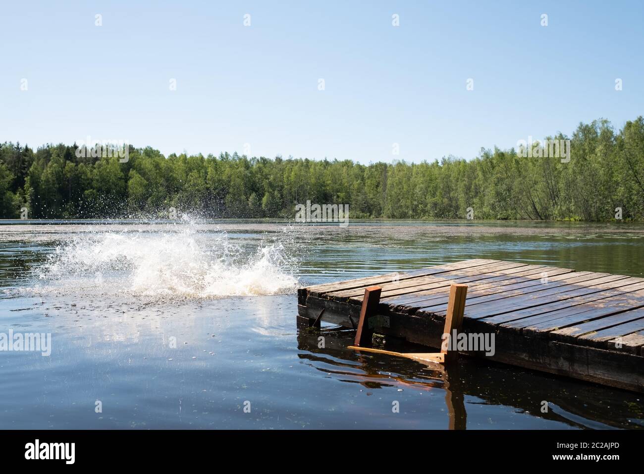 big water splash in the lake after dropping stones, fill color made for ...