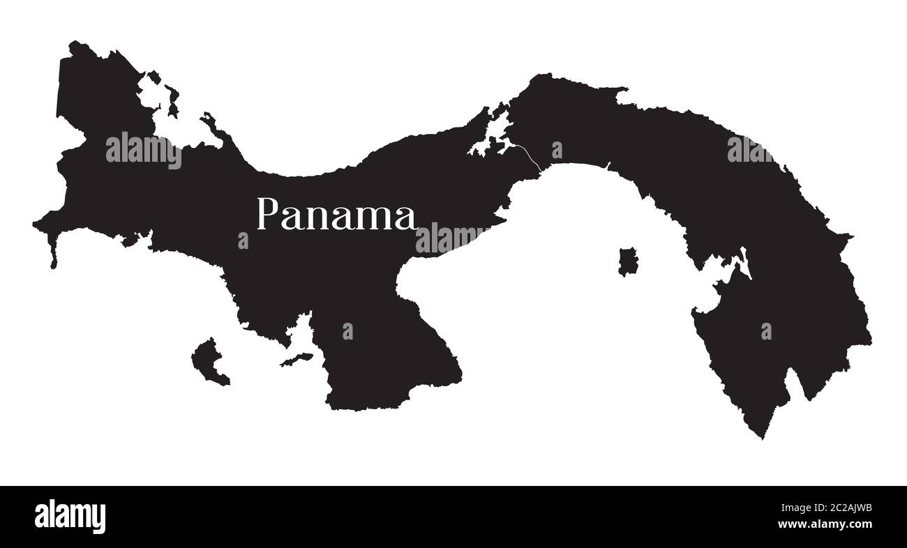 Map of Panama as a black silhouette over a white background Stock Photo ...