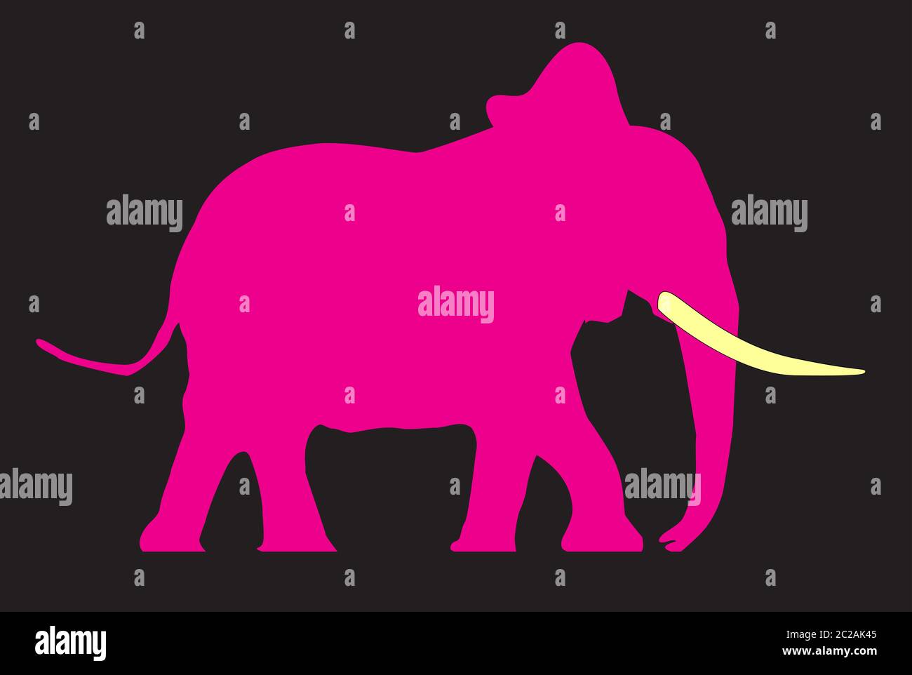 A pink elephant as fabled to appear to drunk folk on a black background ...