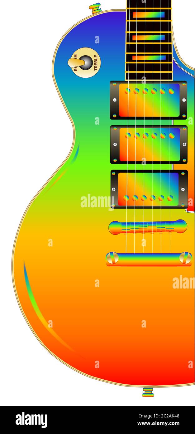 LGBT rainbow rock and roll guitar isolated over a white background ...