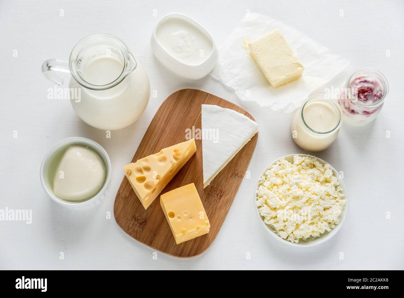 Dairy products top view hi-res stock photography and images - Alamy