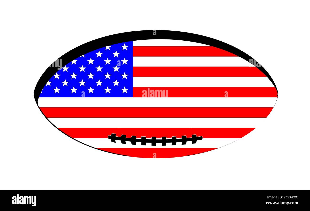 Flag of TheUnited States of America inset into a typical rugby ball ...