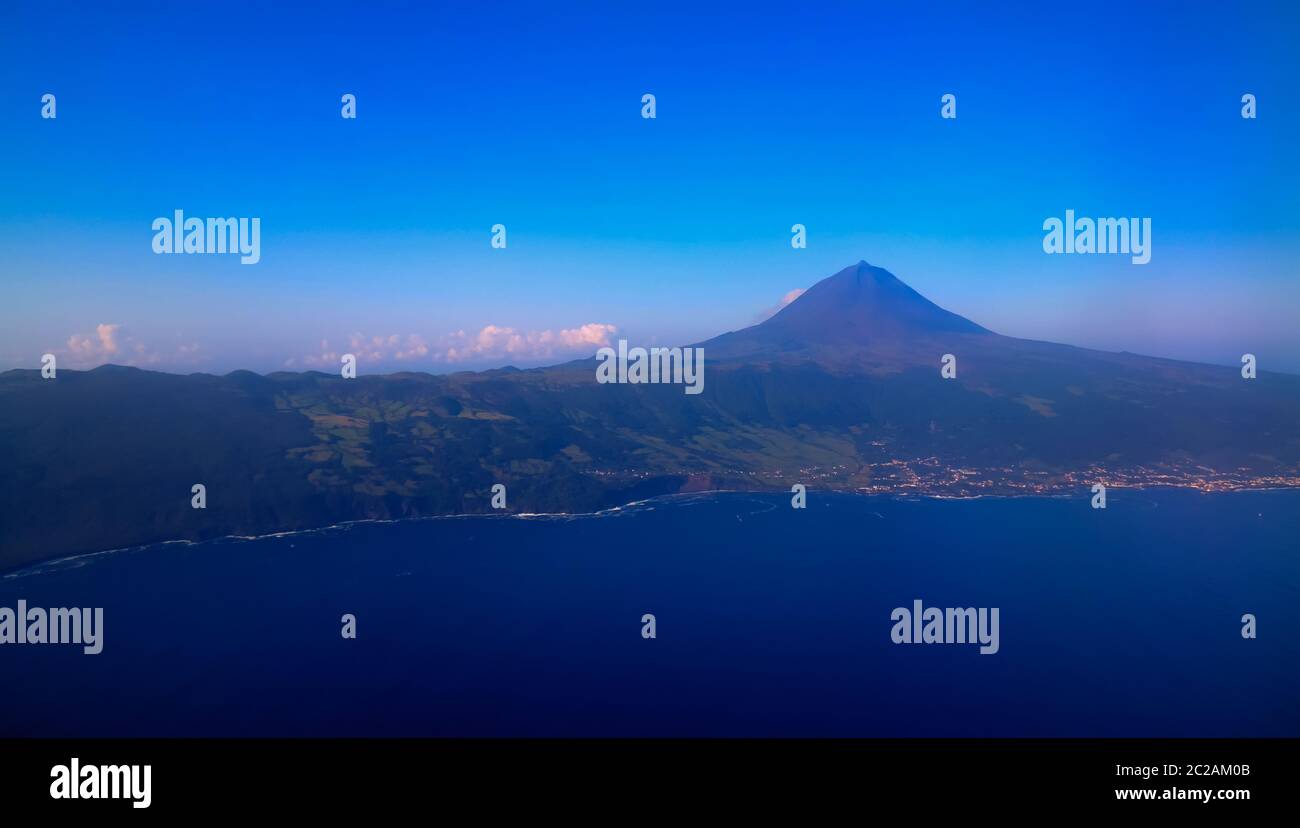 Aerial view to Pico volcano and island, Azores,Portugal Stock Photo - Alamy