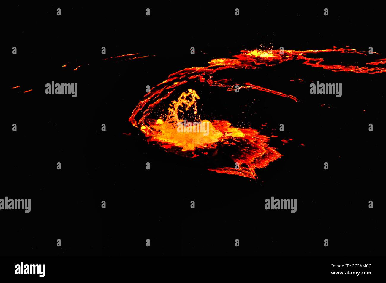 Erta Ale volcano crater, melting lava splash, Danakil depression ...