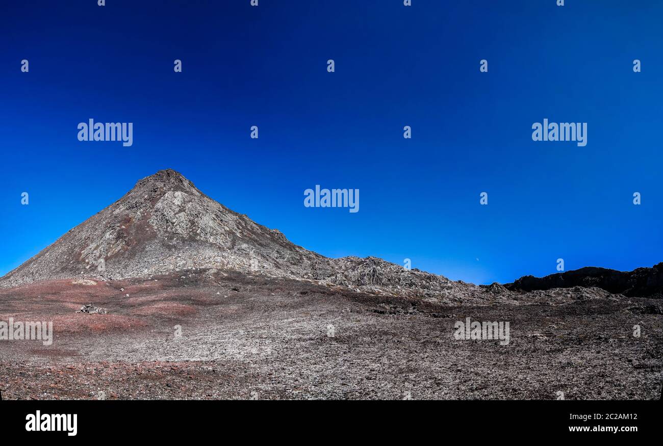 Panorama inside crater of Pico volcano and Piquinho pinnacle, Azores ...