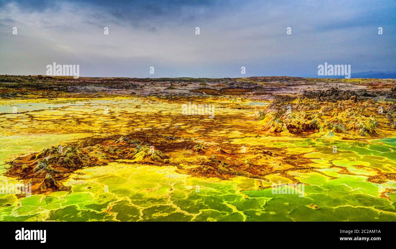 Panorama inside Dallol volcanic crater in Danakil depression, Ethiopia ...