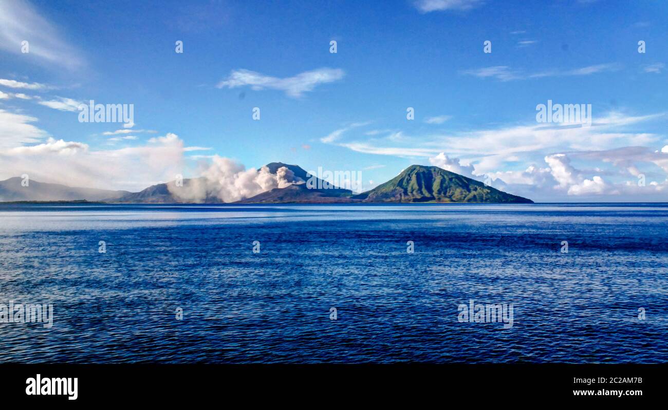 Eruption of Tavurvur volcano, Rabaul, New Britain island, PNG Stock ...