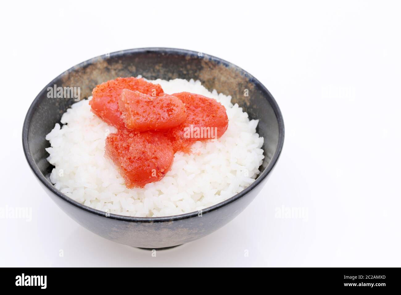Japanese food, Karashi mentaiko on white rice Stock Photo - Alamy