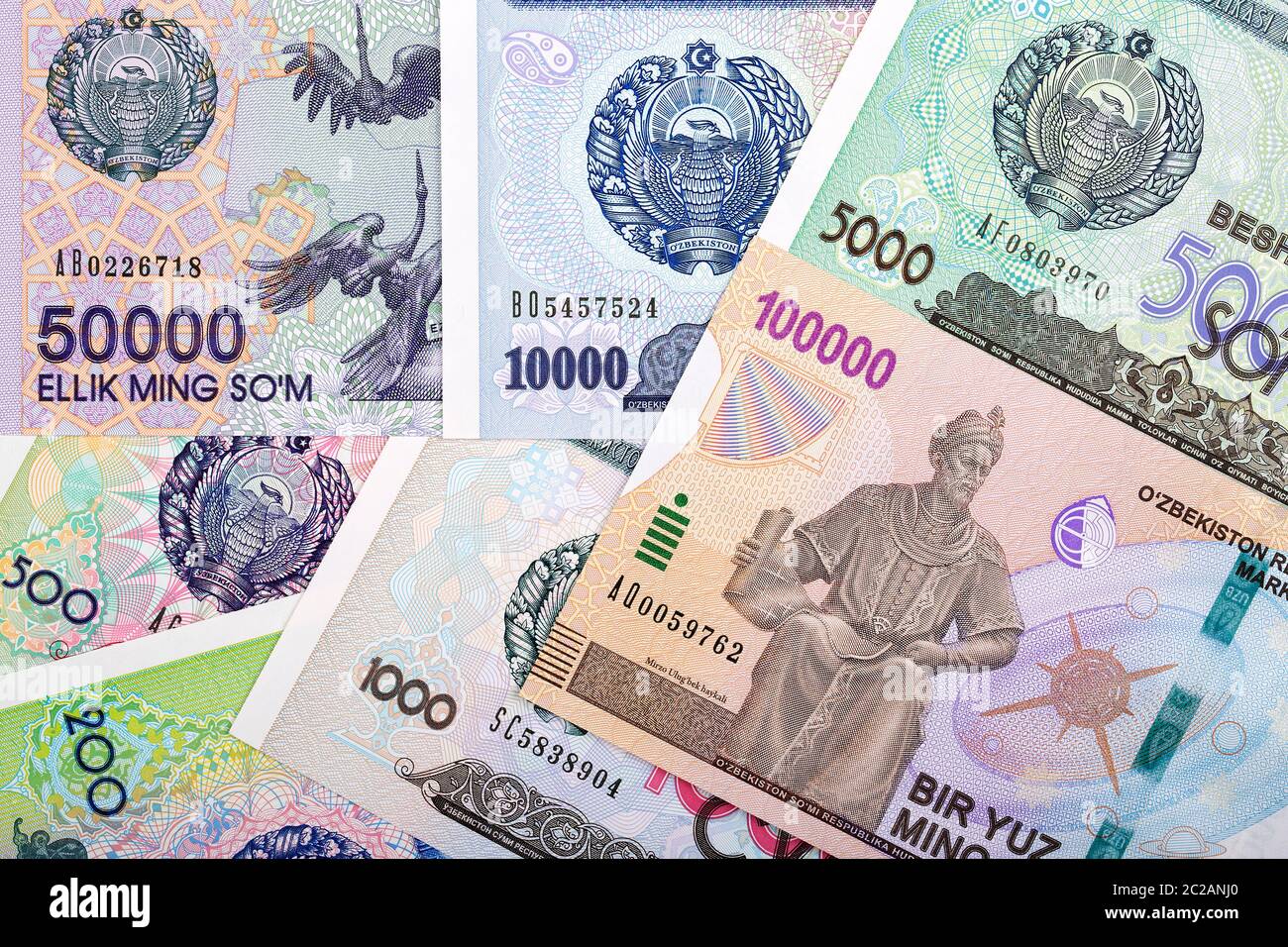 Full set of Uzbekistan money, a background Stock Photo - Alamy