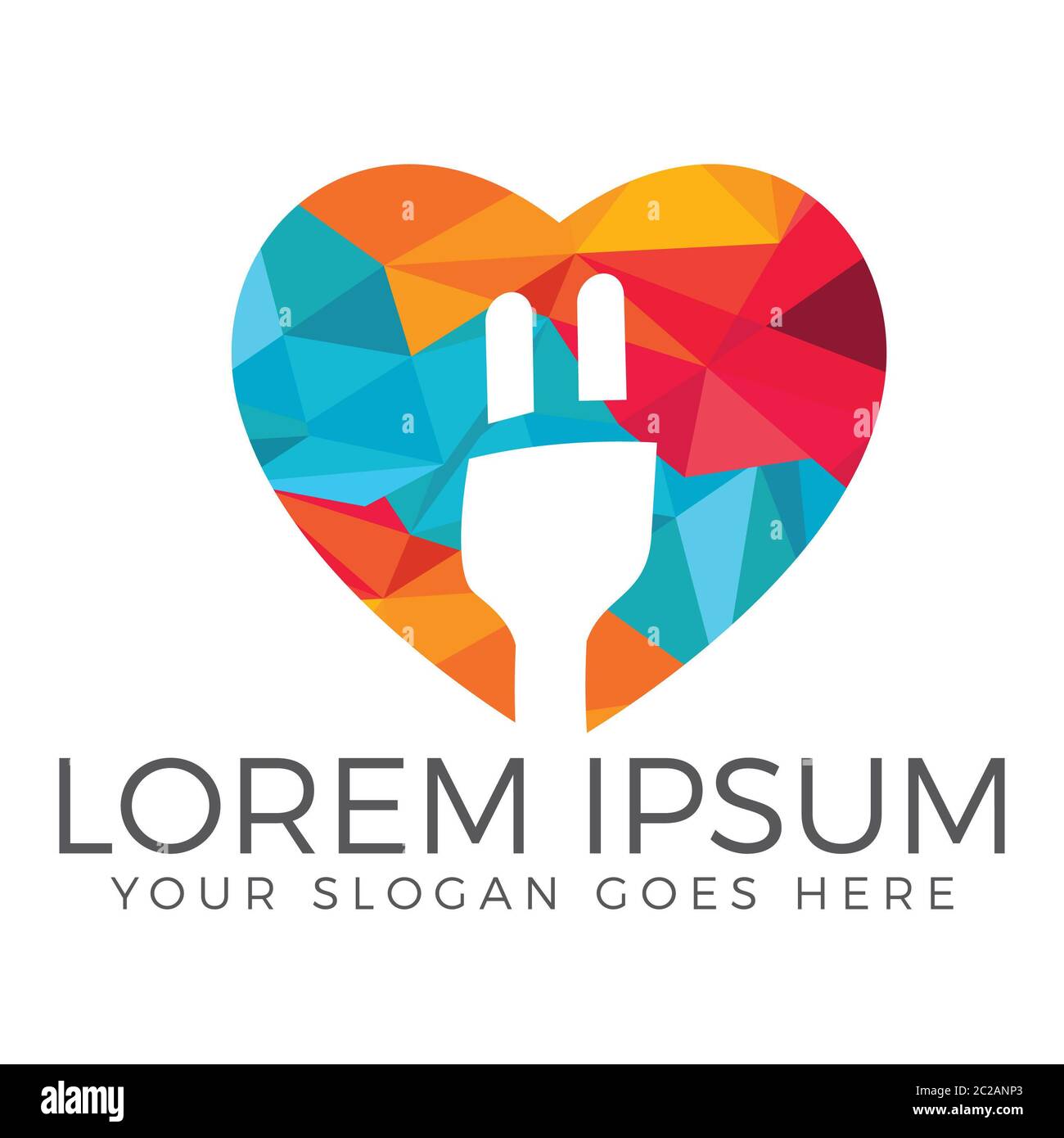 Electrical plug heart shape vector logo design Stock Photo - Alamy