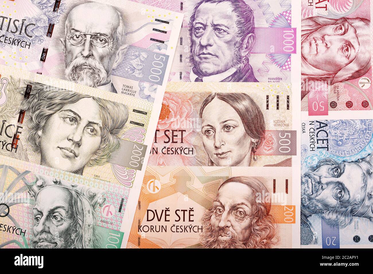 Full set of Czech money, a background Stock Photo - Alamy